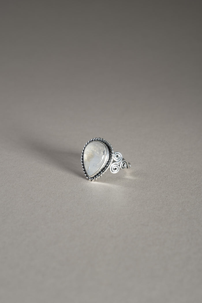 Sterling Silver Rainbow Moonstone Tear Drop Ring | Rock n Roll ...