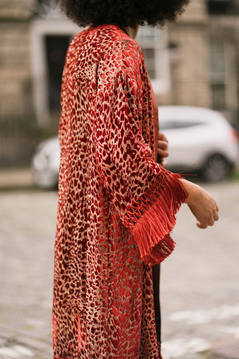 Heartbreaker Rust Devore Kimono | Little Lies