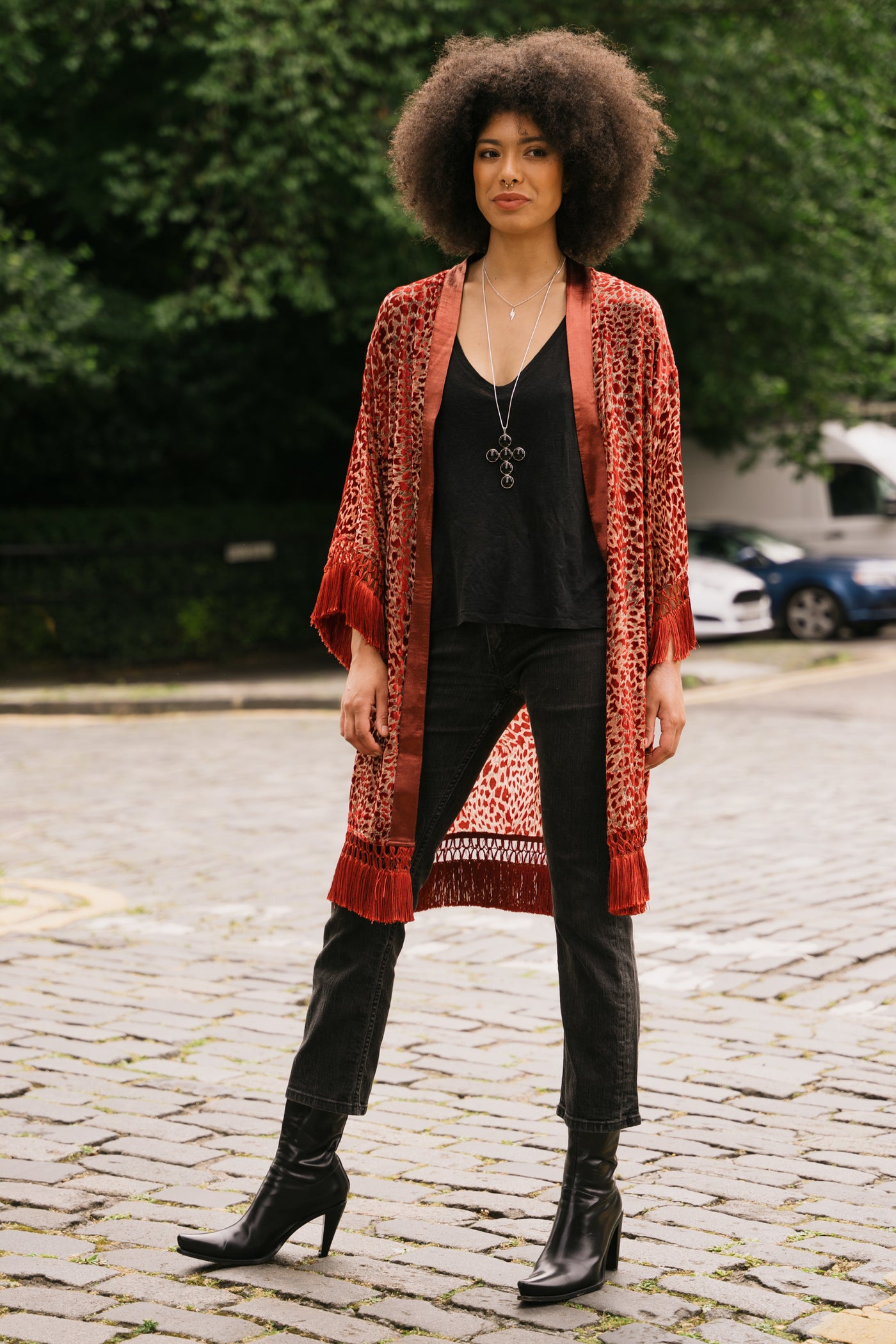 Heartbreaker Rust Devore Kimono | Little Lies