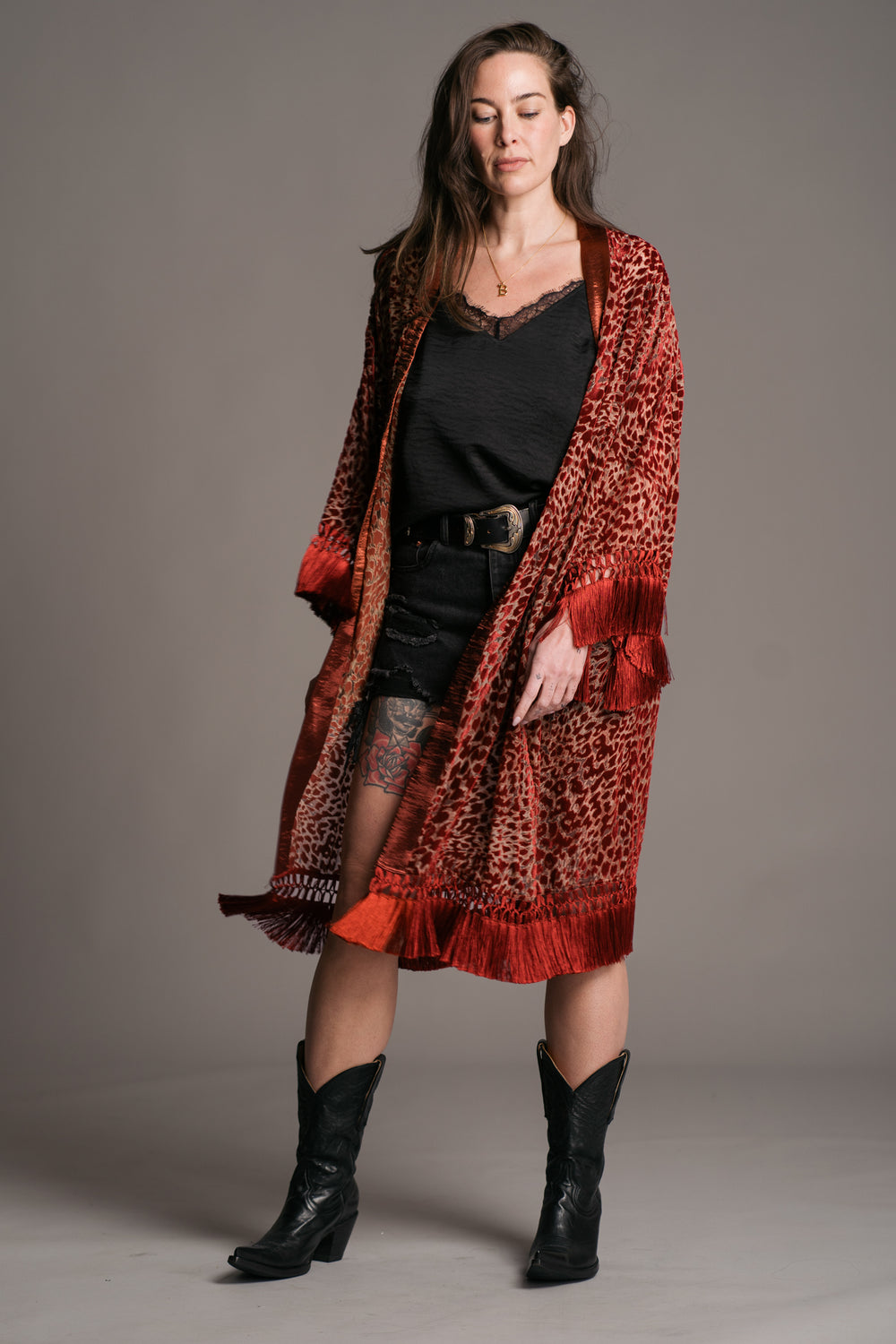 Heartbreaker Rust Devore Kimono | Little Lies