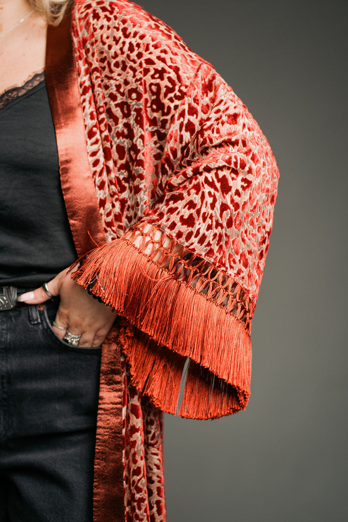 Heartbreaker Rust Devore Kimono | Little Lies
