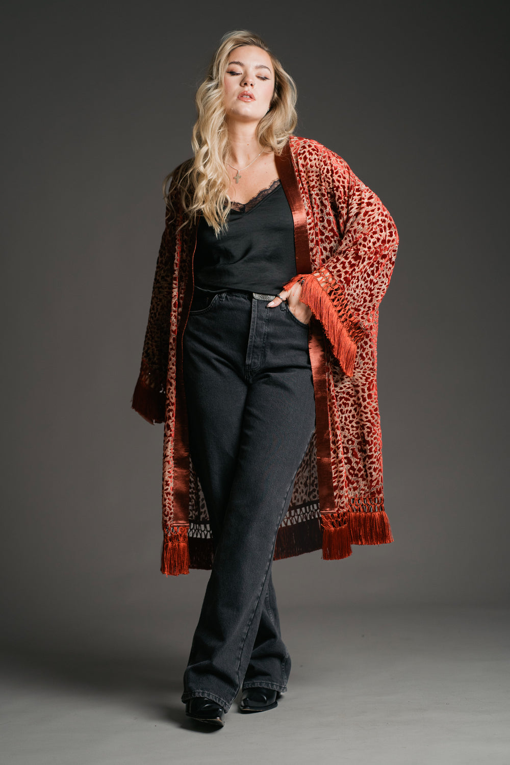 Heartbreaker Rust Devore Kimono | Little Lies