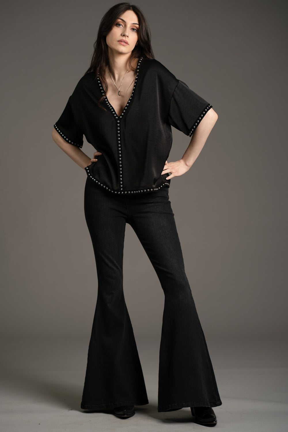 Lita Studded Satin Tee | Little Lies