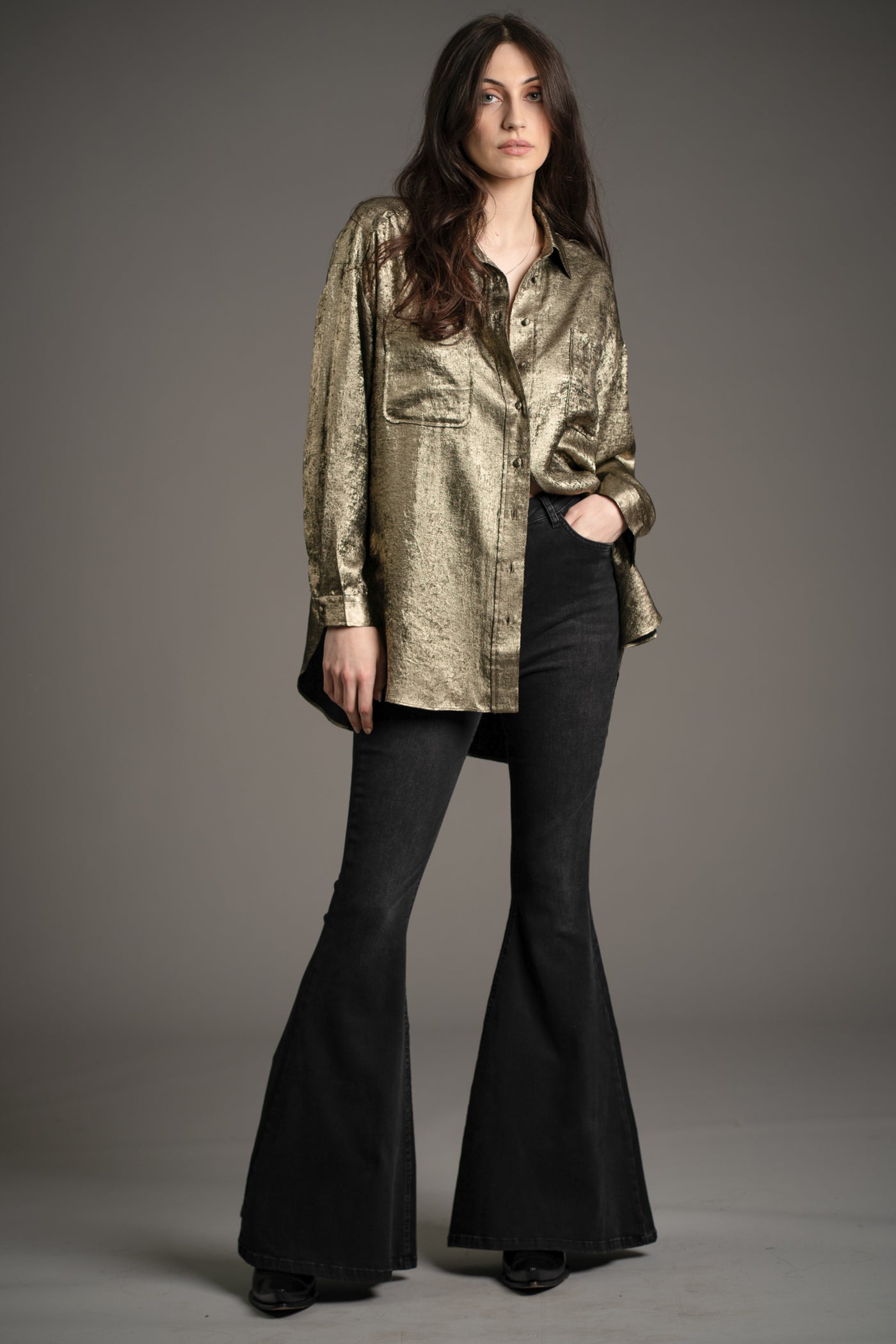 Luna Metallic Shirt | Little Lies
