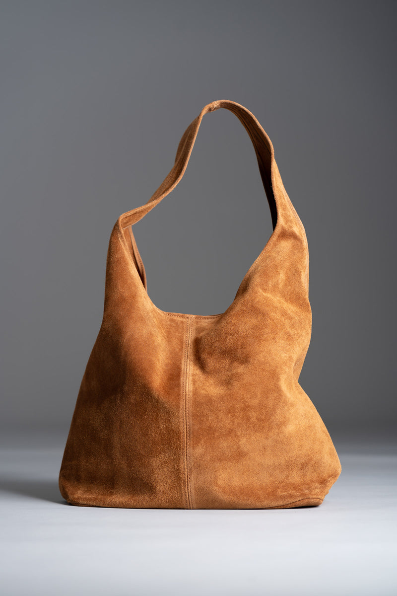 Olsen Tan Genuine Suede Slouchy Boho Bag | Little Lies